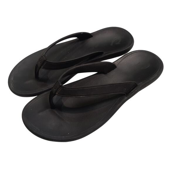 OluKai | Shoes | Olukai Womens Kapehe Black Flip Flops Comfort Beach ...